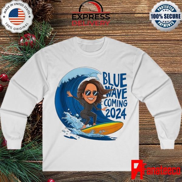 Kamala Harris Blue Wave Tees Laughing Kamala Harris Riding Surfboard On ...